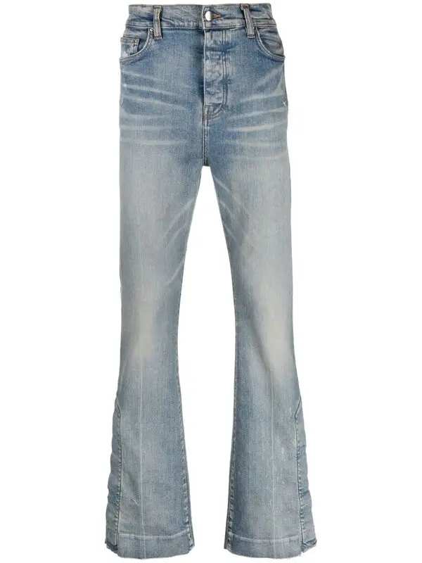 Amiri Stack Distressed-Effect Flared Jeans In Blue - 63% Off