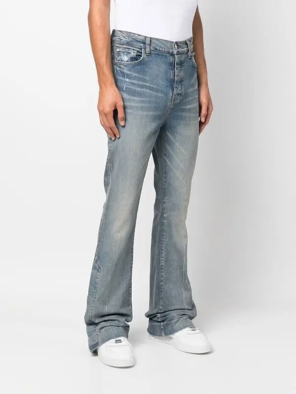 Amiri Stack Distressed-Effect Flared Jeans In Blue - 63% Off