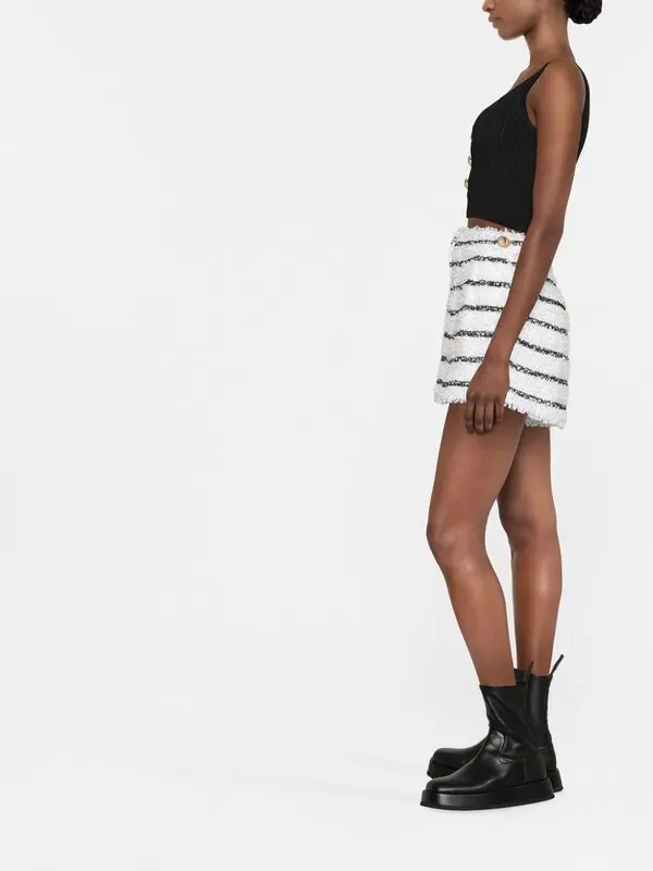 Balmain Striped Tweed Shorts