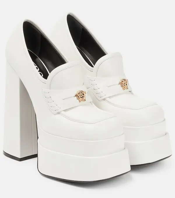 Versace Aevitas Leather Platform Loafer Pumps