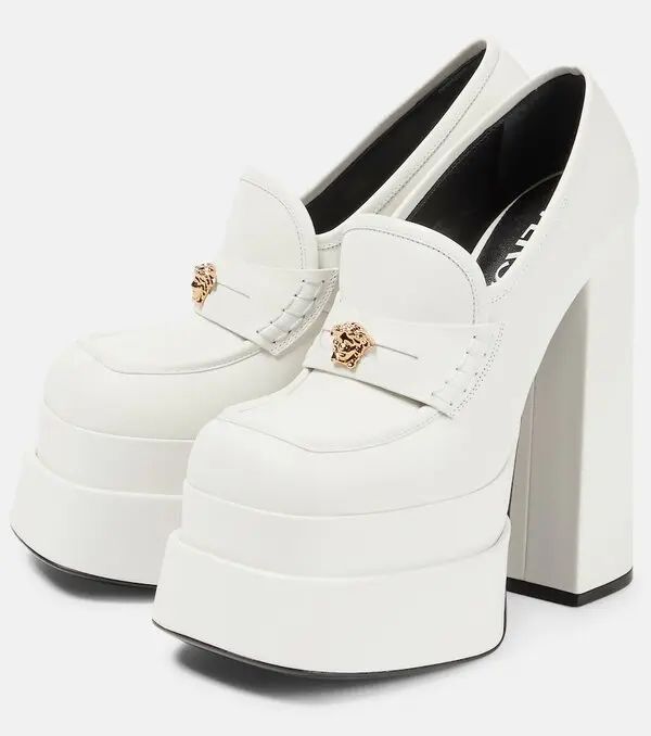 Versace Aevitas Leather Platform Loafer Pumps