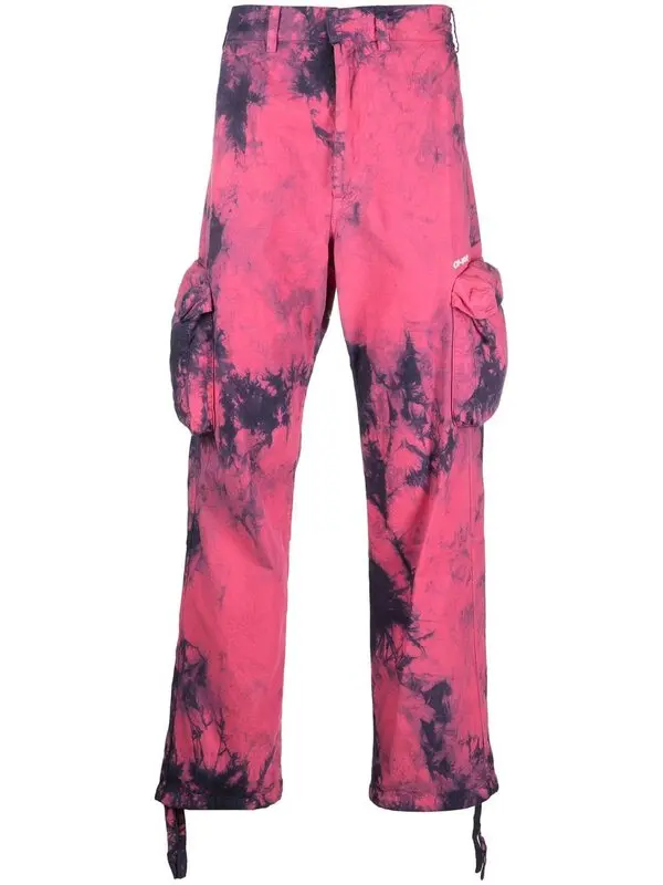 Off-White Tie-dye Cargo Trousers - Pink