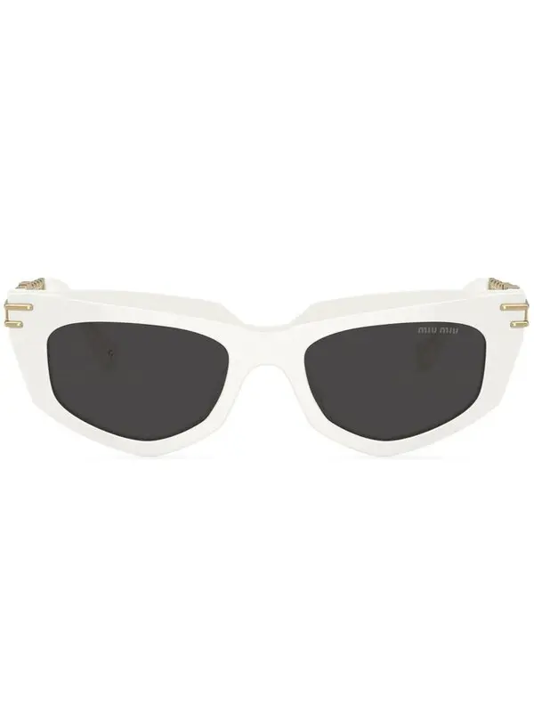 Miu Miu Chain-embellished Cat-eye Sunglasses - White