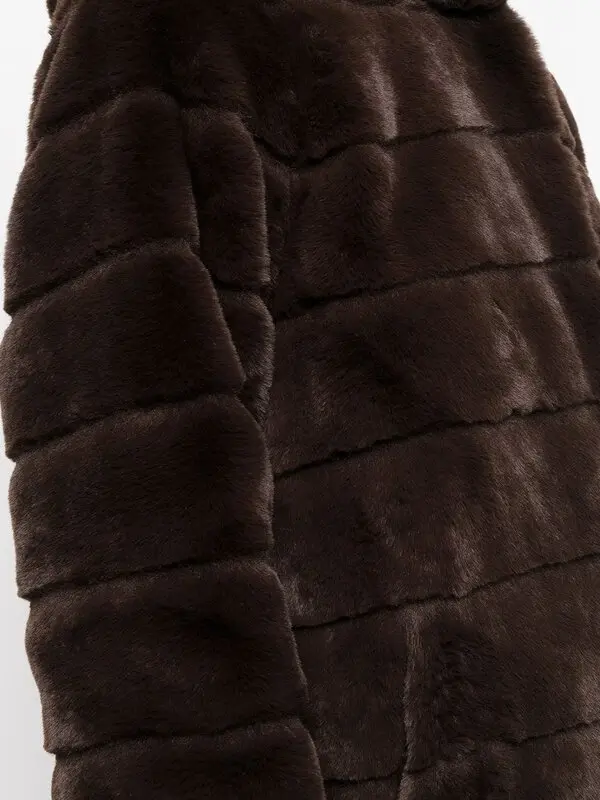 Apparis Hooded Faux Fur Coat - Brown