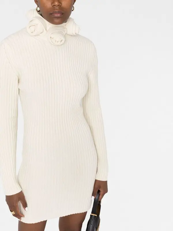 Blumarine Roll-neck Mini Dress - Neutrals