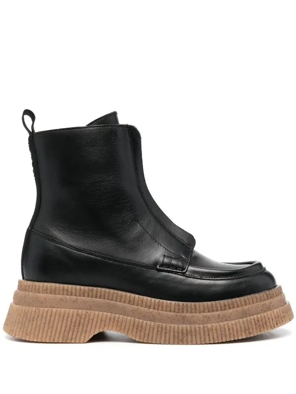 GANNI Chunky-sole Zip-fasten Boots - Black