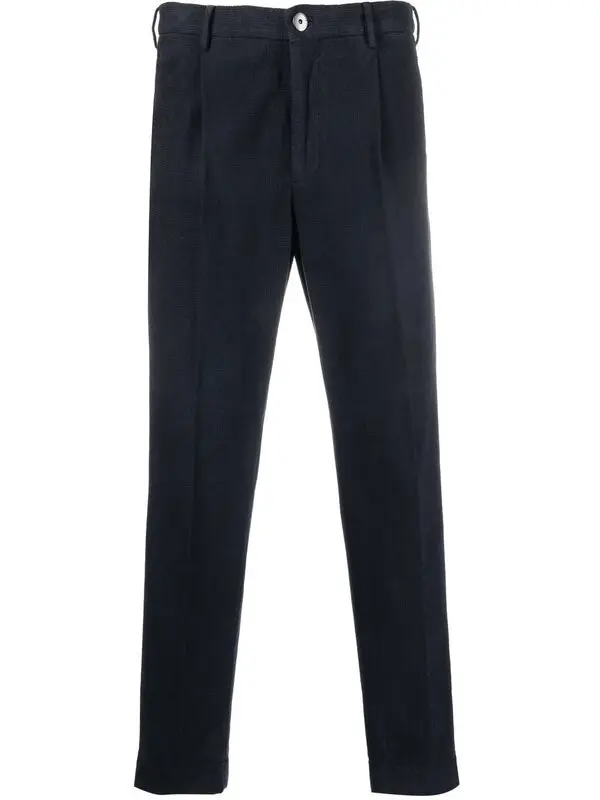 Incotex Tapered-leg Cotton Trousers - Blue