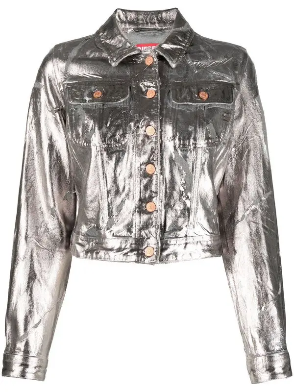 DIESEL® Cropped Metallic Jacket - Silver