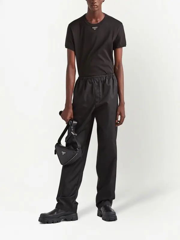 Prada Triangle-logo Cotton T-shirt - Black