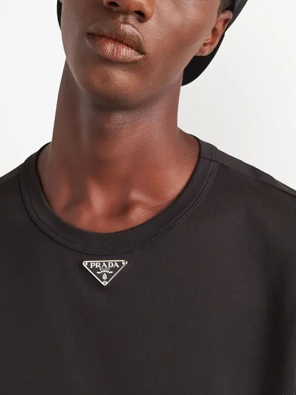 Prada Triangle-Logo Cotton T-Shirt - Black | Editorialist