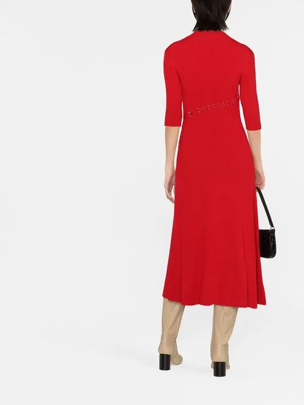 Maje Lace-up Detail Ribbed-knit Dress