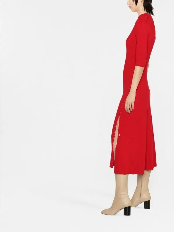 Maje Lace-up Detail Ribbed-knit Dress