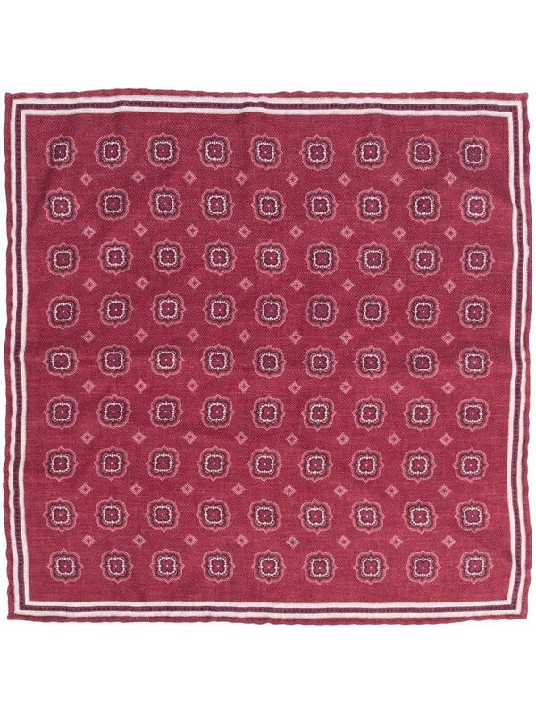 Brunello Cucinelli Geometric-print Pocket-square - Red