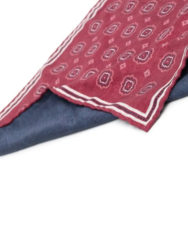 Brunello Cucinelli Geometric-print Pocket-square - Red