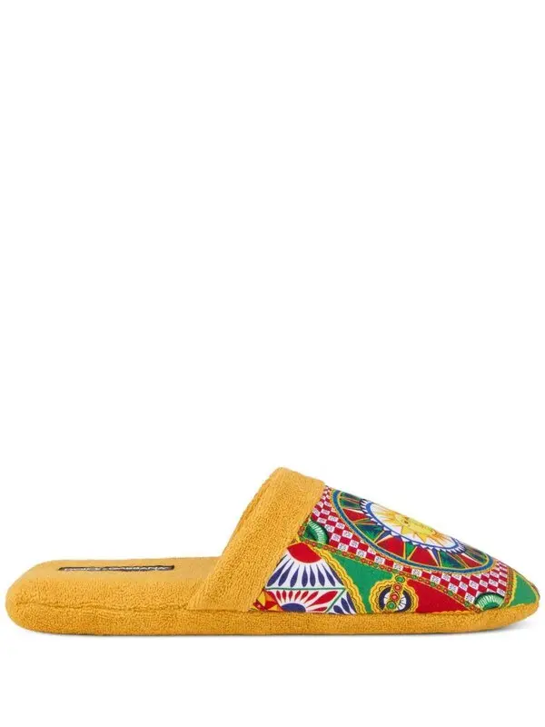 Dolce & Gabbana Abstract-print Terry Slippers - Yellow