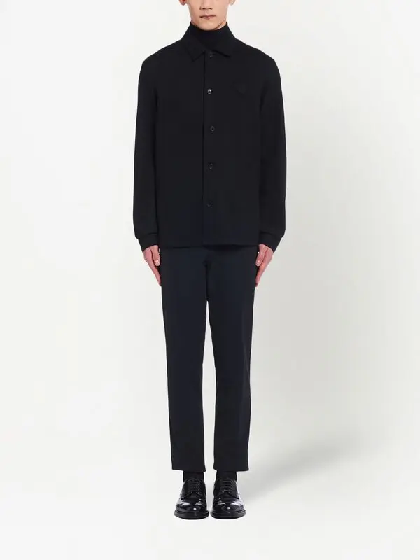 Prada Triangle-logo Wool-blend Shirt - Black