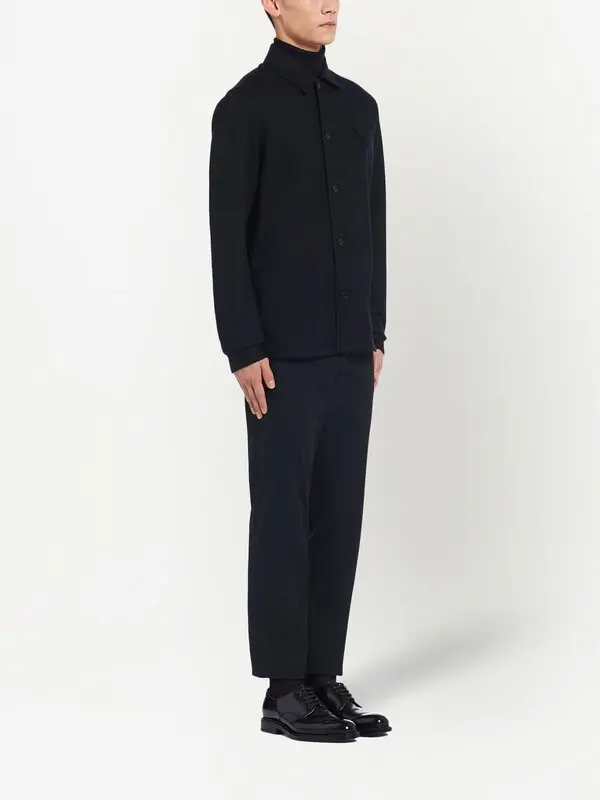 Prada Triangle-logo Wool-blend Shirt - Black