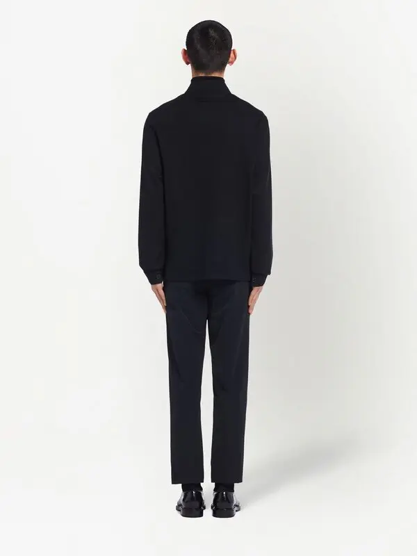 Prada Triangle-logo Wool-blend Shirt - Black