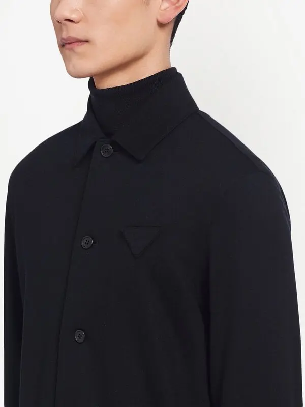 Prada Triangle-logo Wool-blend Shirt - Black