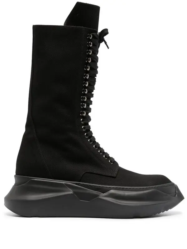 Rick Owens Army Abstract Combat Boots In Black - 68% Off