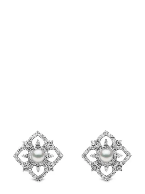 Yoko London 18kt White Gold Pearl And Diamond Earrings - Silver