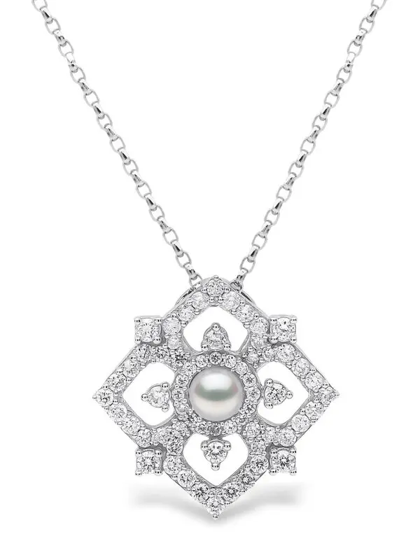 Yoko London 18kt White Gold Akoya Pearl And Diamond Pendant - Silver