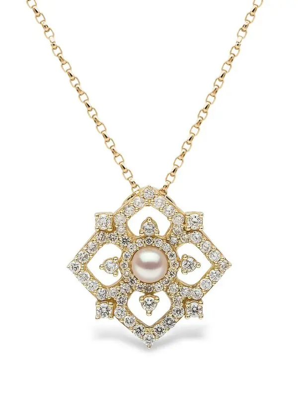 Yoko London 18kt Yellow Petal Pearl And Diamond Pendant - Gold