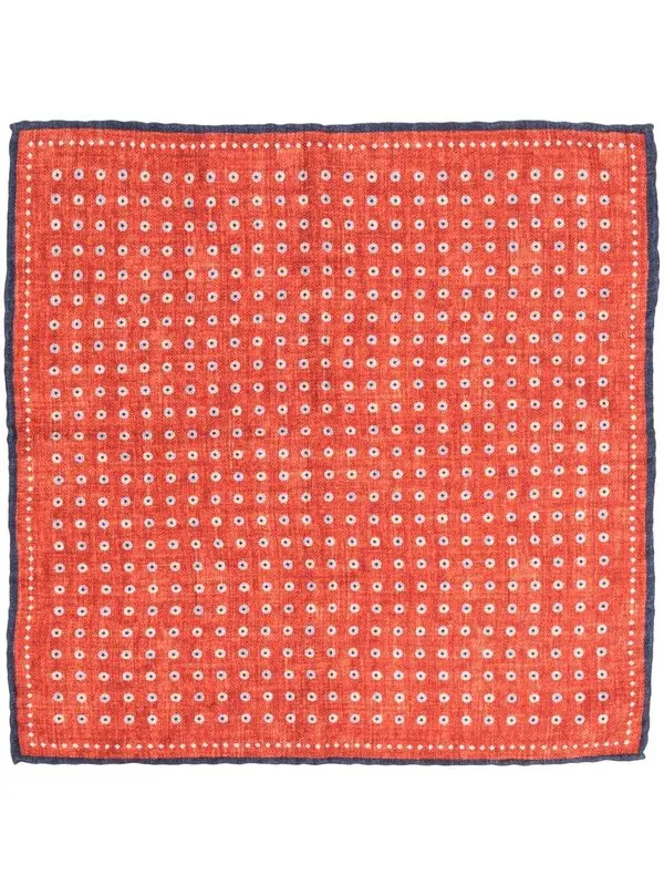 Brunello Cucinelli Geometric-print Pocket-square - Red
