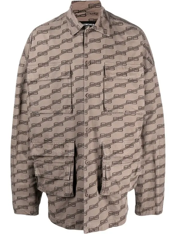 Balenciaga Bb Monogram Cargo Shirt - Brown
