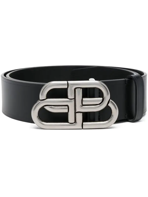 Balenciaga Extra Large Bb Leather Belt - Black