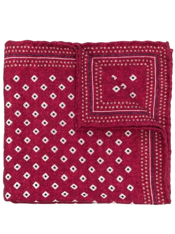 Brunello Cucinelli Geometric-print Pocket-square - Red