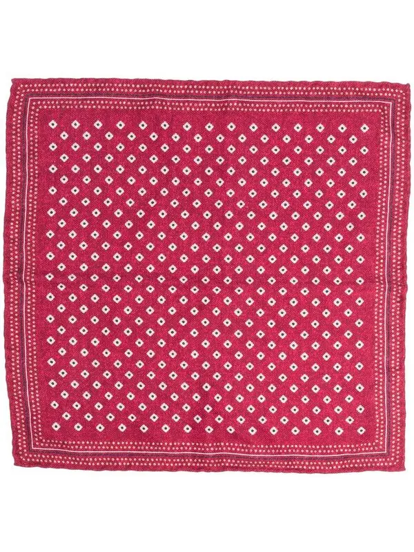 Brunello Cucinelli Geometric-print Pocket-square - Red