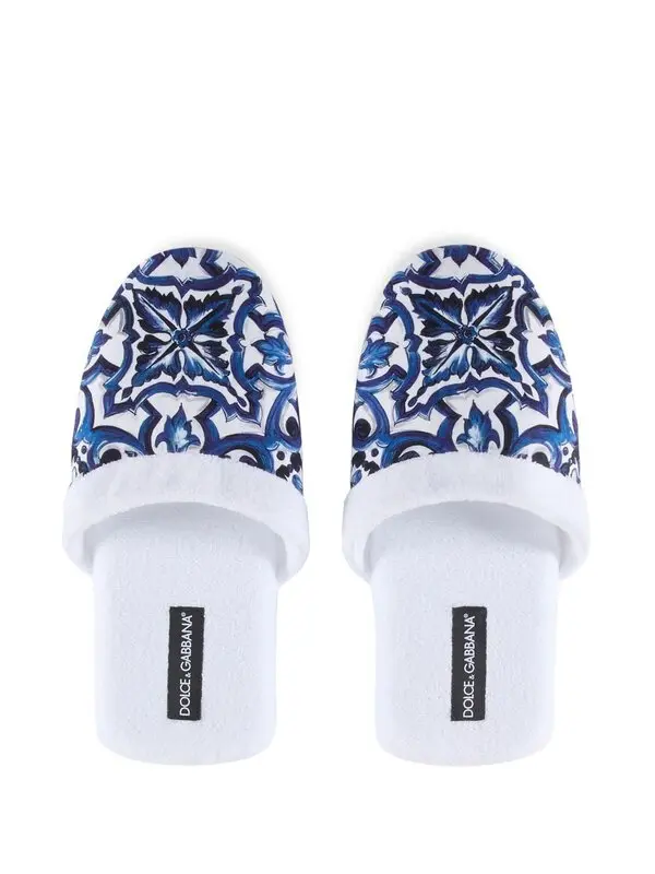 Dolce & Gabbana Barocco-print Terry-cloth Slippers