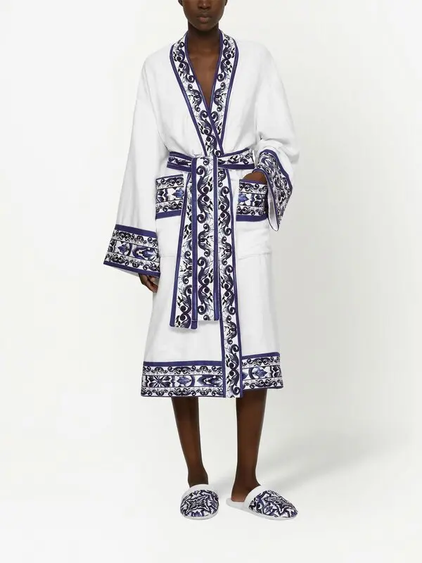 Dolce & Gabbana Barocco-print Terry-cloth Slippers