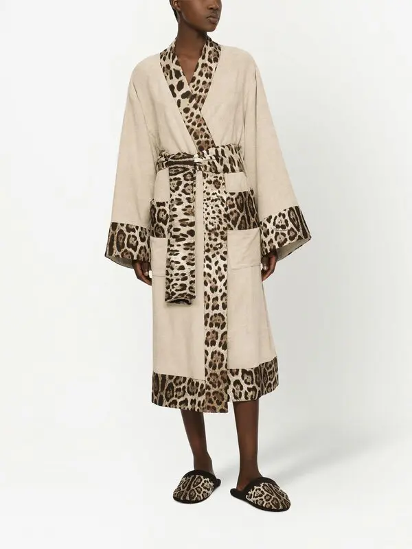 Dolce & Gabbana Leopard-print Terry Slippers - Black