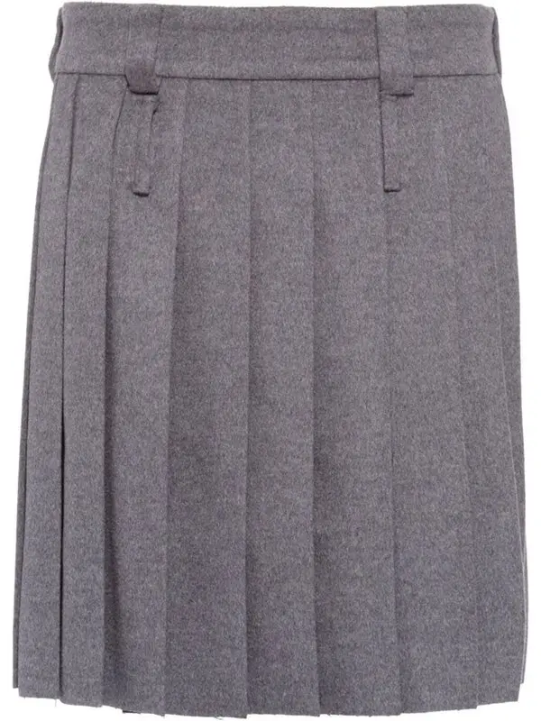 Miu Miu Pleated Wool-velour Skirt