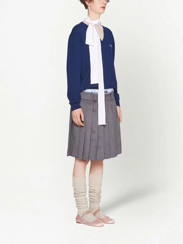 Miu Miu Pleated Wool-velour Skirt
