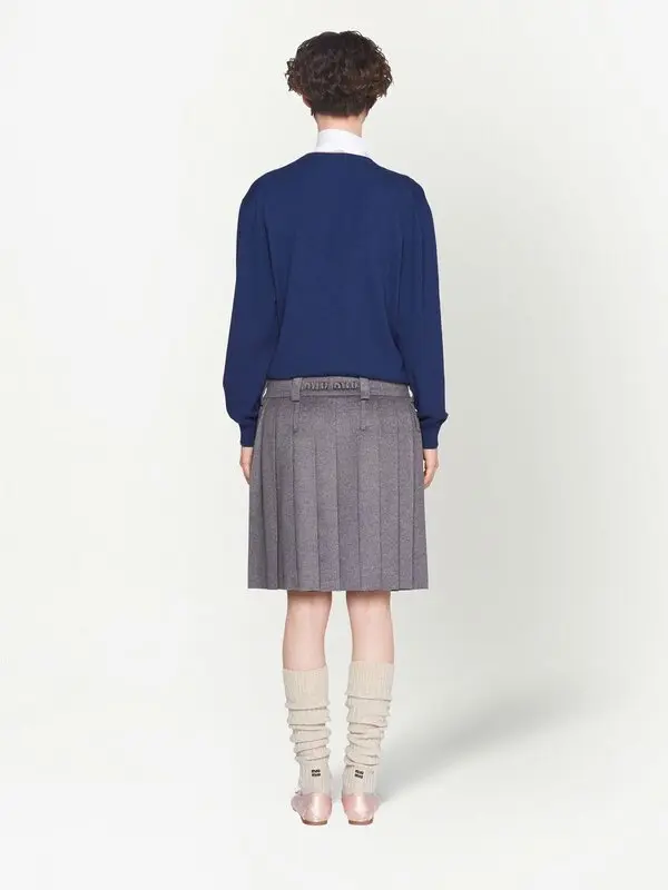 Miu Miu Pleated Wool-velour Skirt