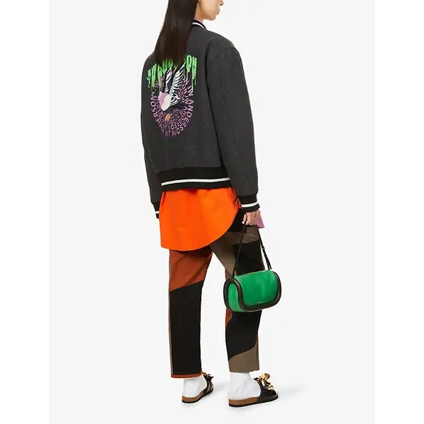 JW Anderson Graphic-embroidered Boxy-fit Wool-blend Varsity Jacket