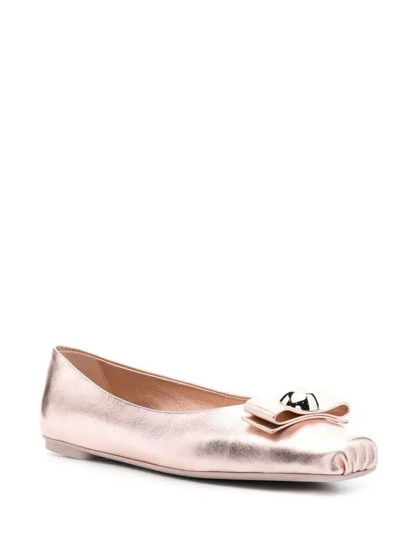 FERRAGAMO 10mm Bow-detail Ballerinas - Pink