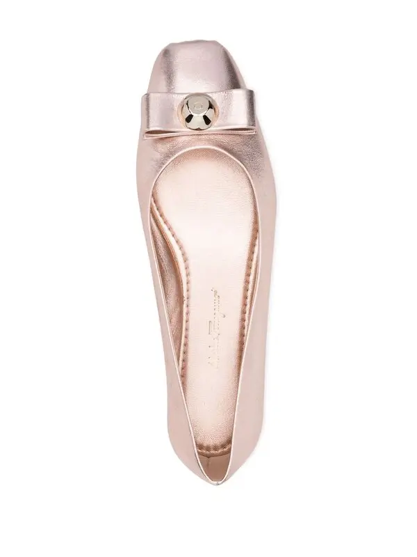 FERRAGAMO 10mm Bow-detail Ballerinas - Pink
