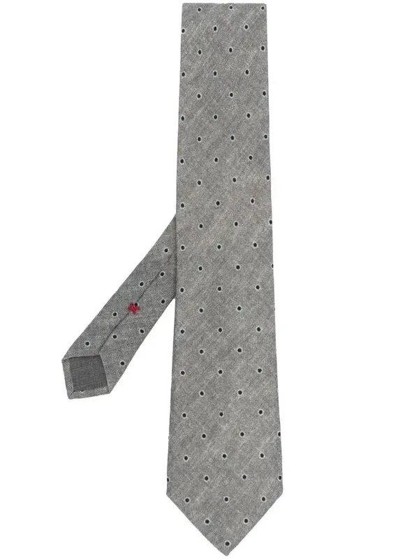 Brunello Cucinelli Polka-dot Wool Tie - Grey