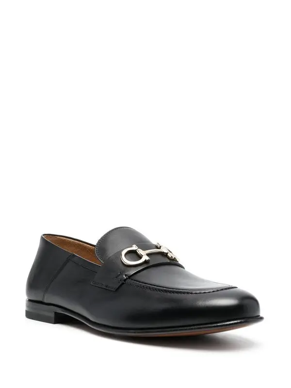 FERRAGAMO Gancini-buckle Leather Loafers - Black