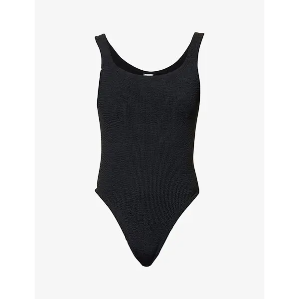 Hunza G Square-neck Seersucker Swimsuit - Black