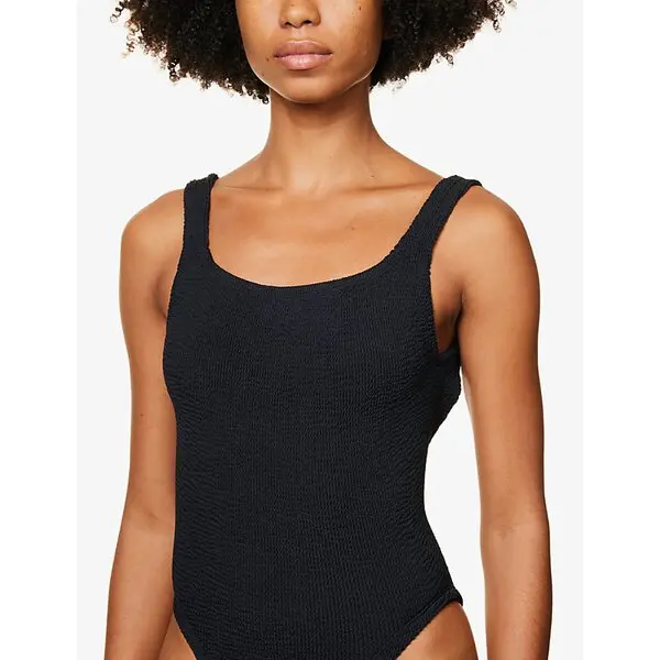 Hunza G Square-neck Seersucker Swimsuit - Black