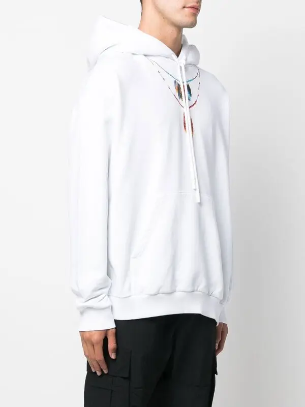 COUNTY OF MILAN Marcelo Burlon Feather Print Cotton Hoodie - White
