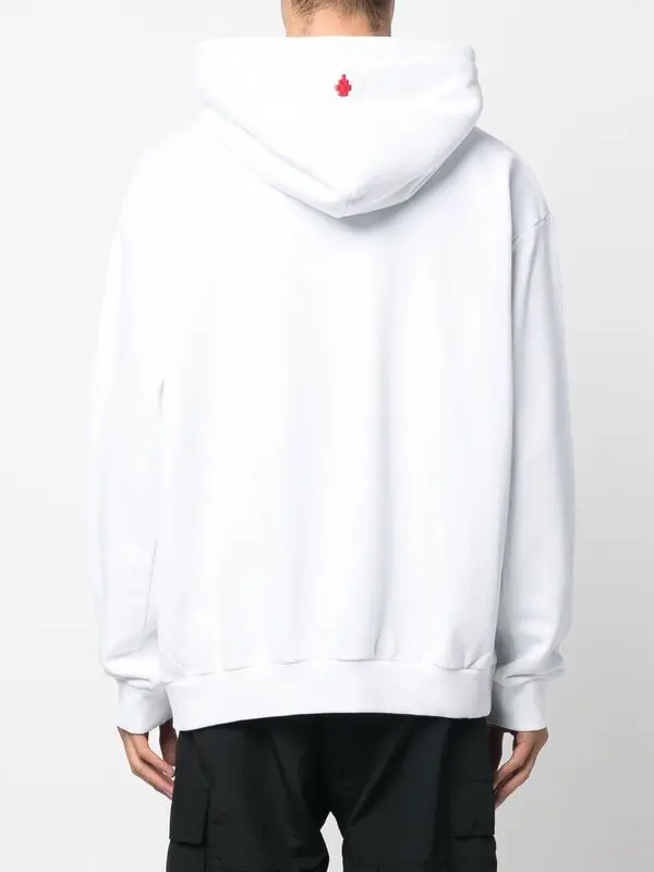 COUNTY OF MILAN Marcelo Burlon Feather Print Cotton Hoodie - White