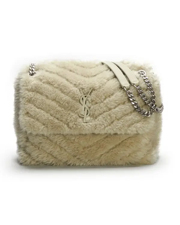 Saint Laurent Niki Medium Quilted Shearling Shoulder Bag