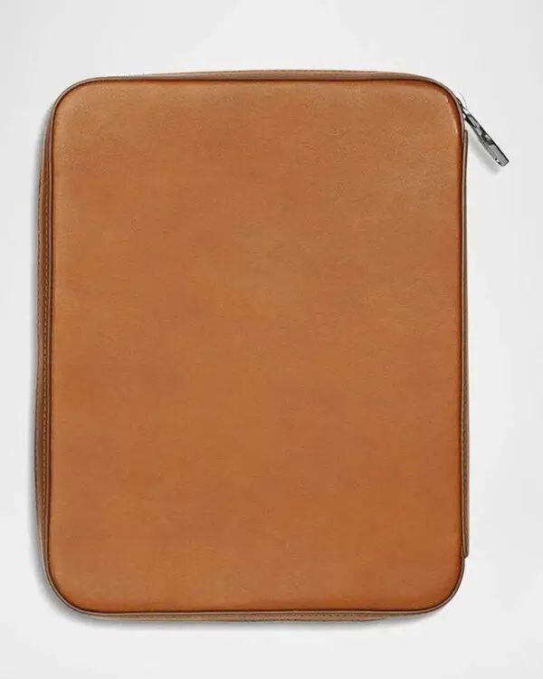 Shinola Apos;s Tech Portfolio Leather Zip Pouch - Tan