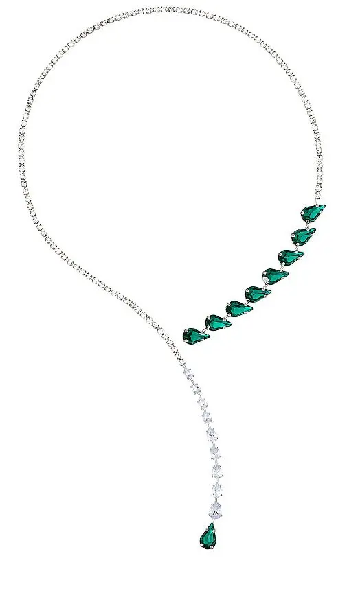 8 Other Reasons Emerald Drops Necklace - Silver